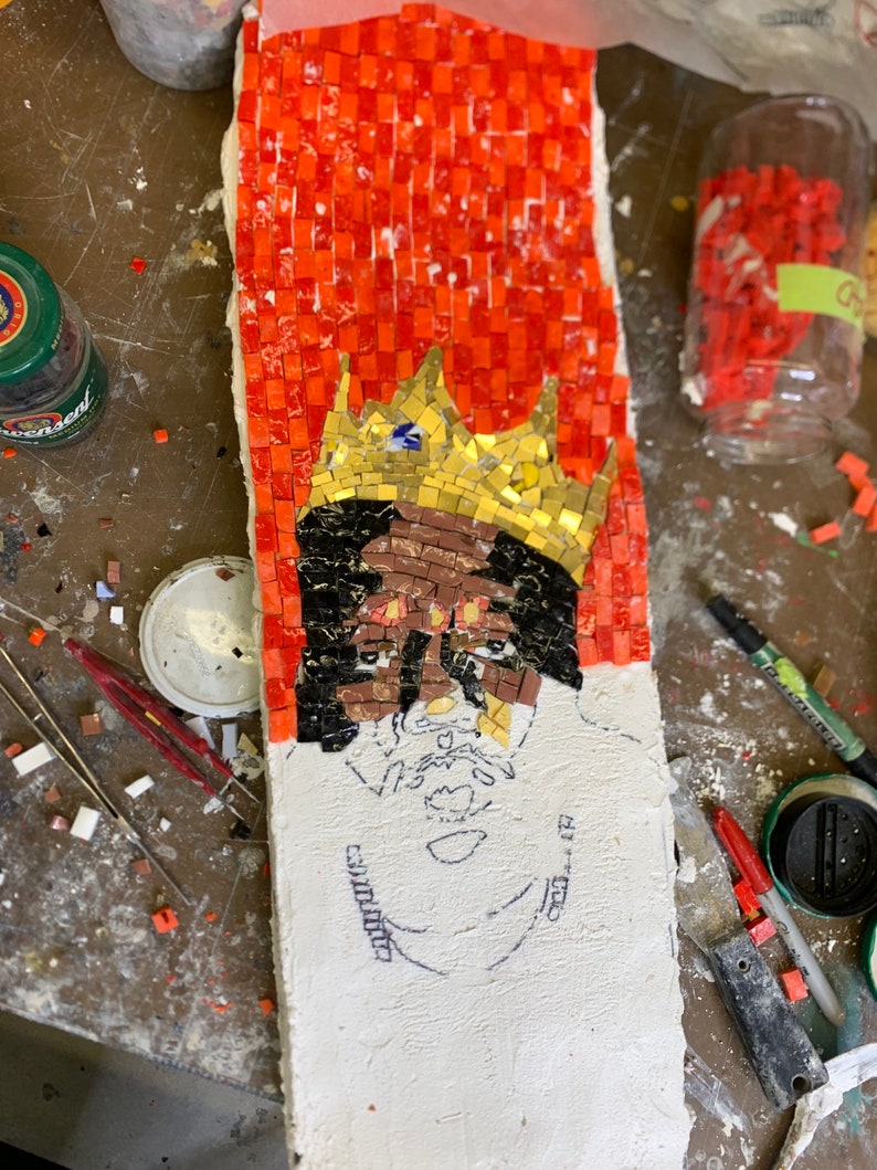 Biggie Skateboard Mosaic Portrait: 18K Gold Leaf Wall Art - Etsy