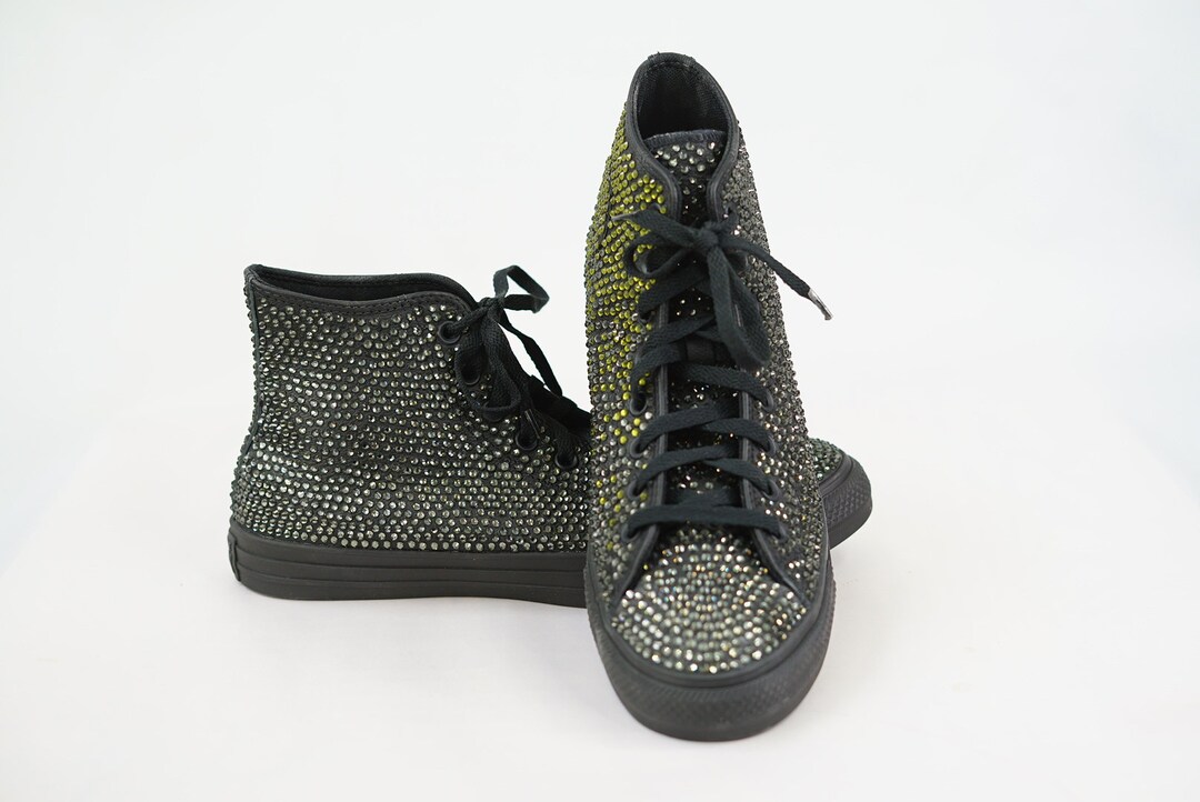 Leather Bling Shoes for Men With Crystal Leather Converse High Tops ...