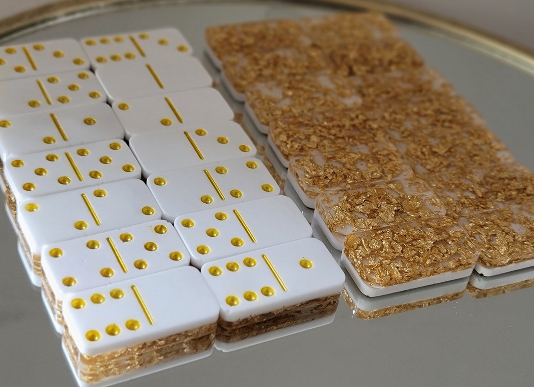 White & Gold Dominoes Set - Etsy