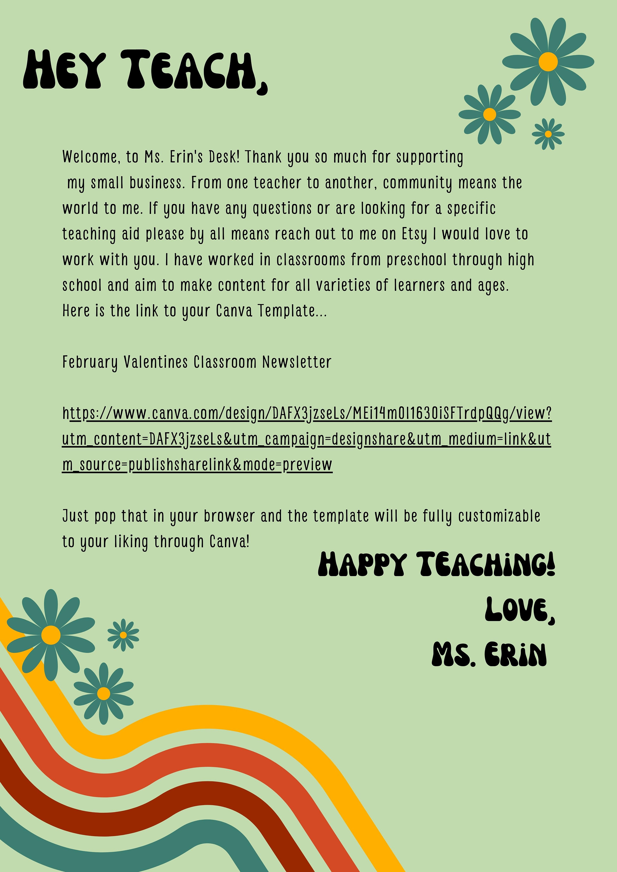 February Class Newsletter - Etsy