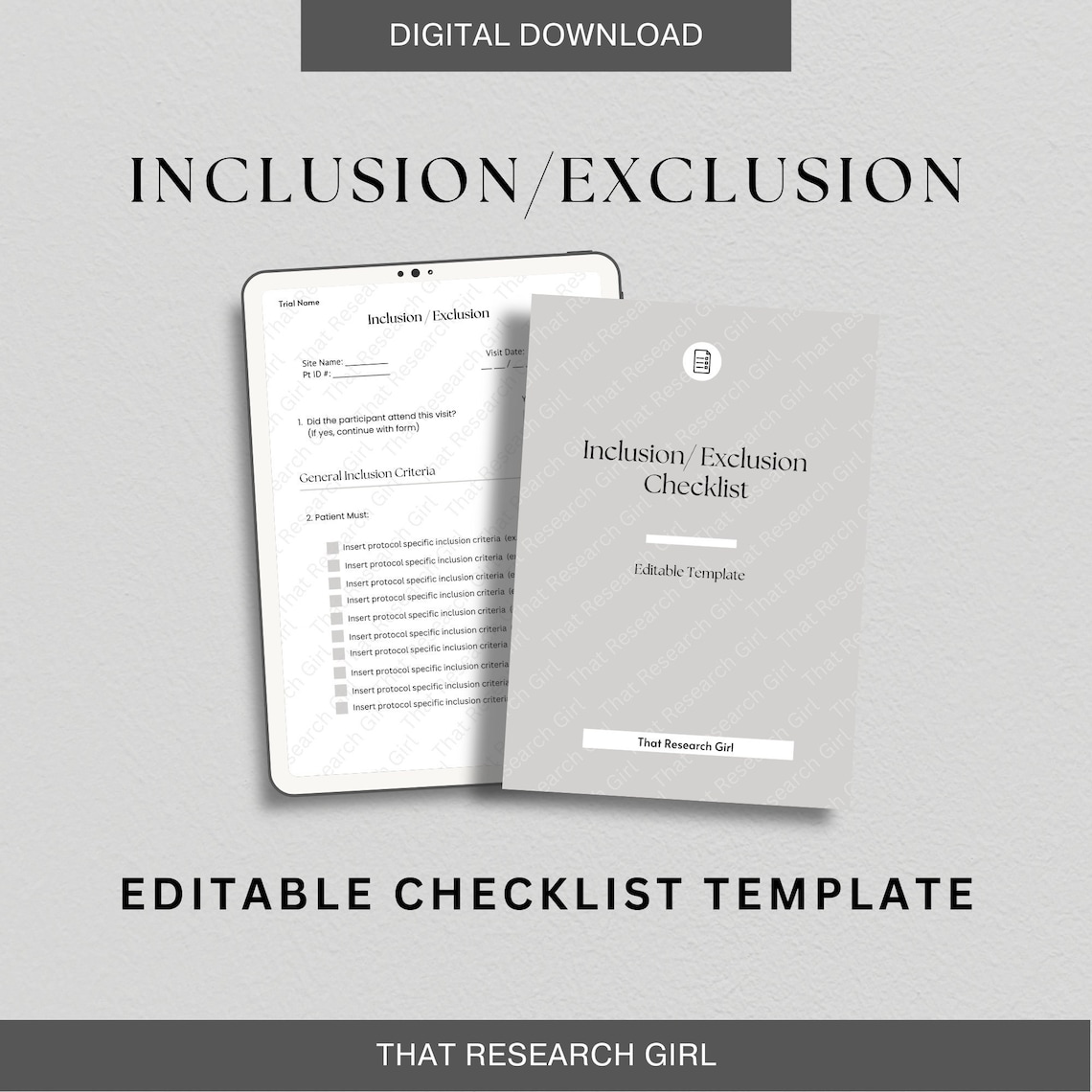 Clinical Editable Checklist Template | Printable Inclusion Exclusion ...