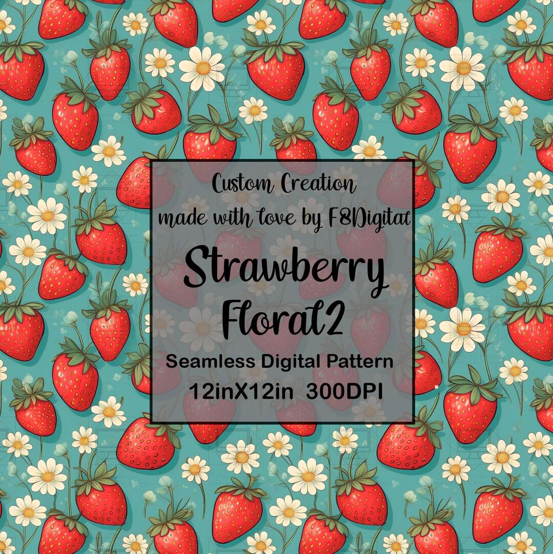 Strawberry Digital Paper , Strawberry Floral, Seamless Pattern ...