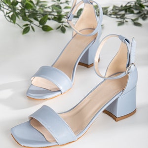 Blue Low Heels, Blue Block Heels, Blue Bridal Heels, Blue Open Toe ...