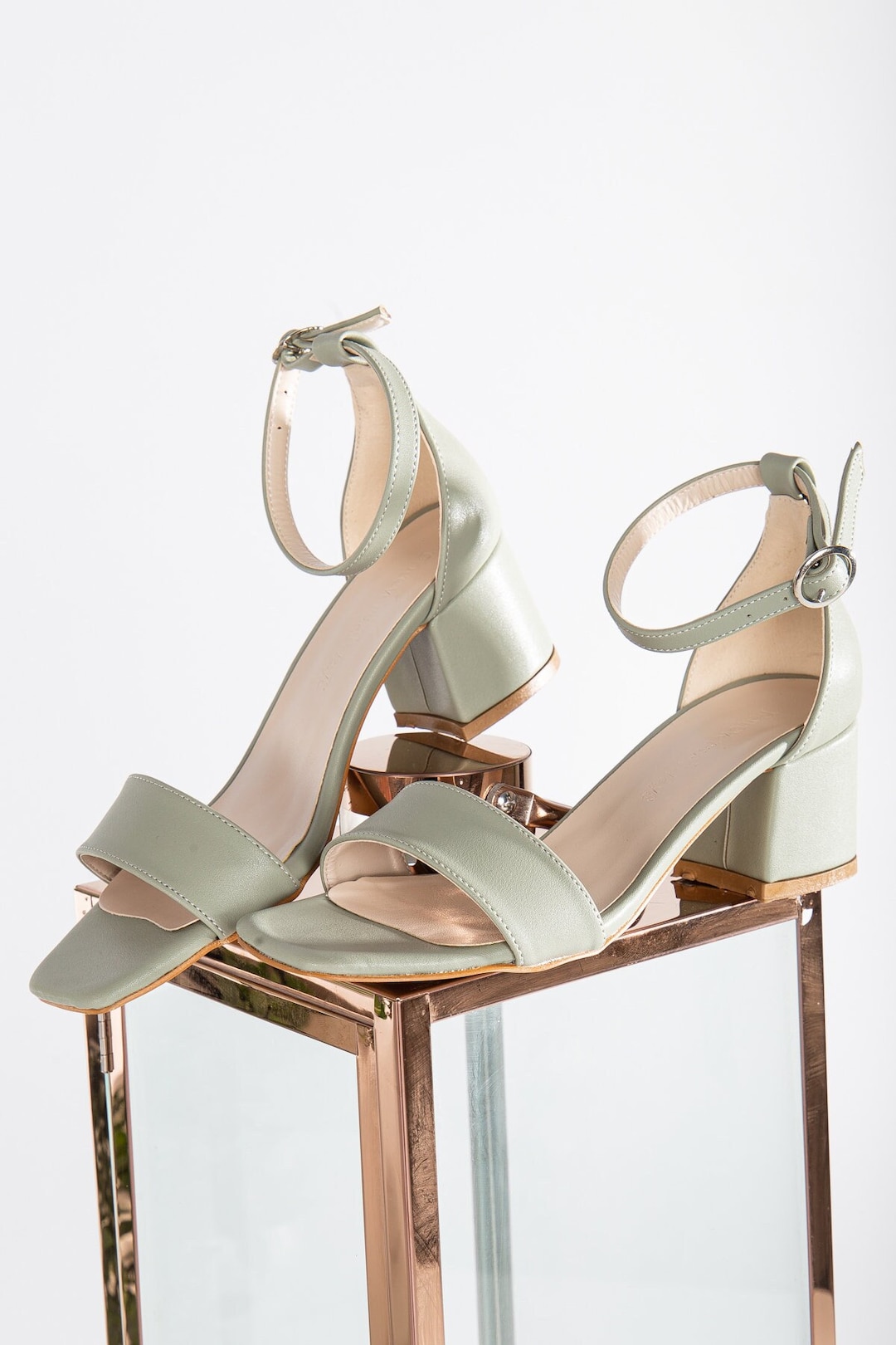 Sage Green Heels, Green Block Heels, Green Low Heels, Olive Green ...