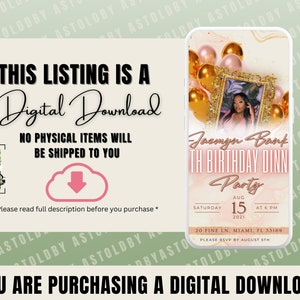 Editable Birthday Invitation, Canva Template, Birthday Dinner Invite ...