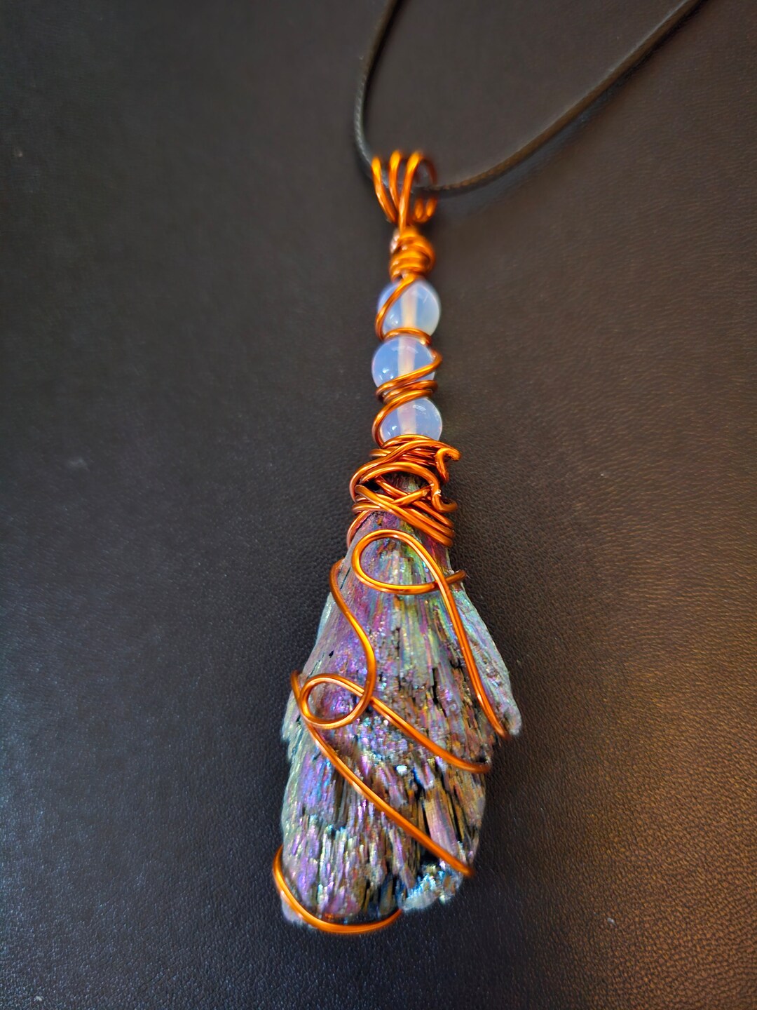 Witches Broom Pendant Aura Rainbow Kyanite and Opalite Broom Wire ...