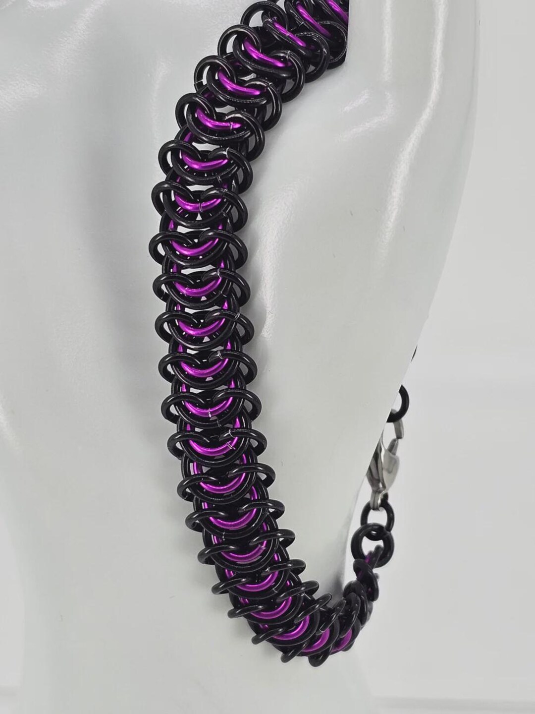 Custom Black and Purple Chainmail Bracelet Anklet Vertebrae Chainmail ...