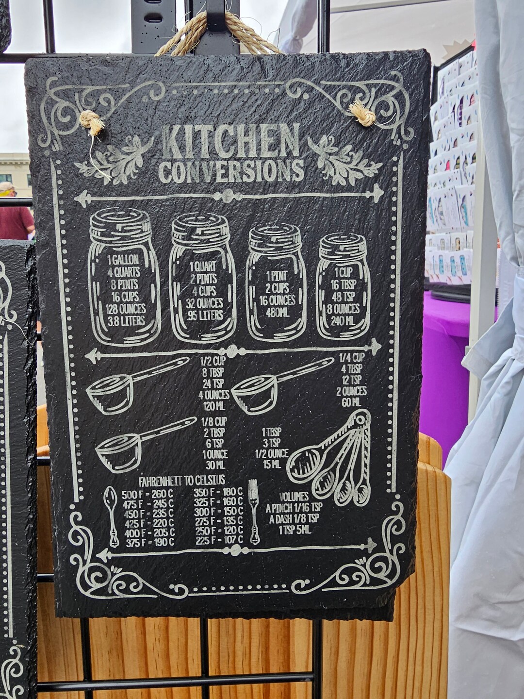Kitchen Measurements Conversions Chart Slate Sign Recipe - Etsy