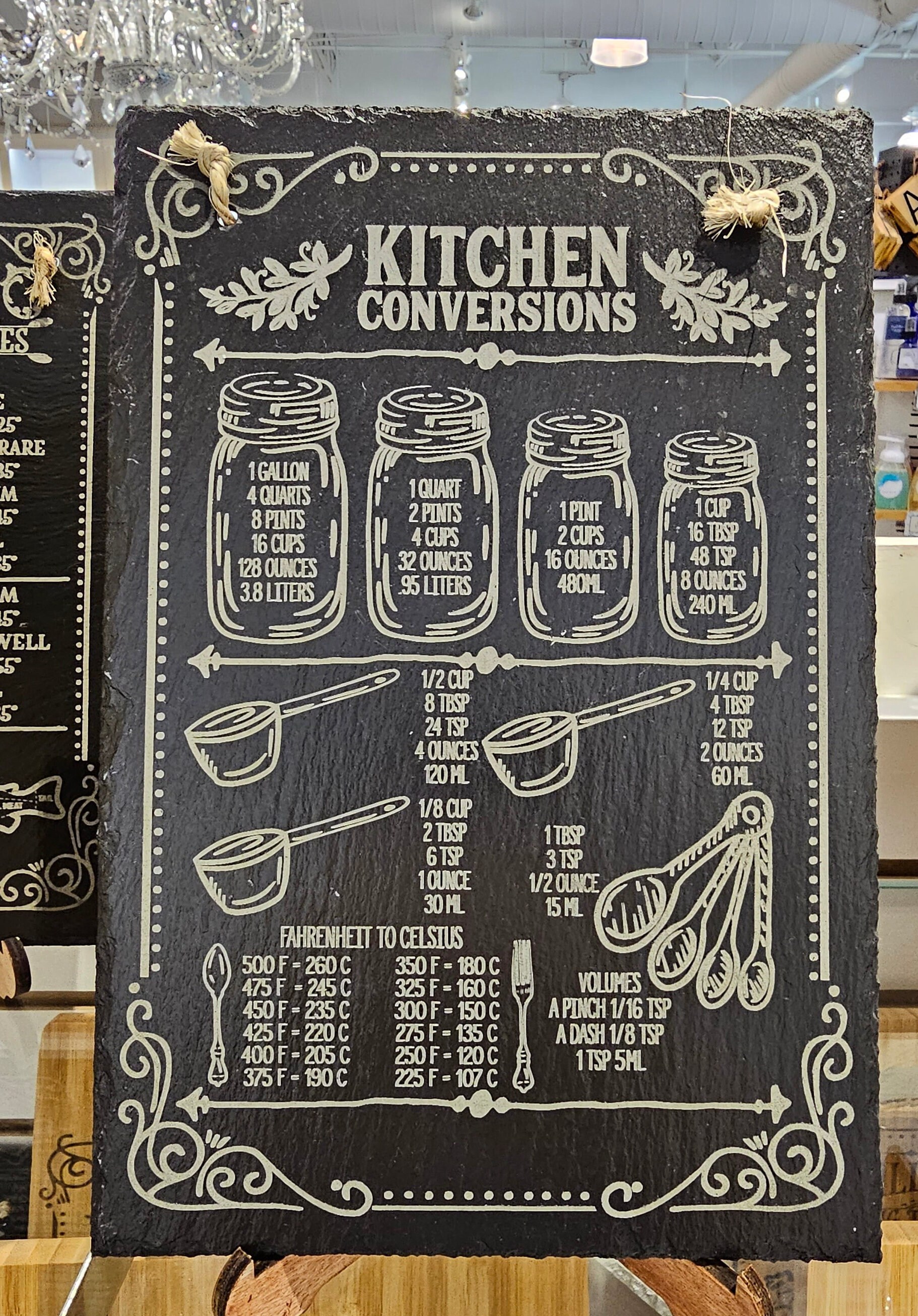 Kitchen Measurements Conversions Chart Slate Sign, Recipe Conversions ...
