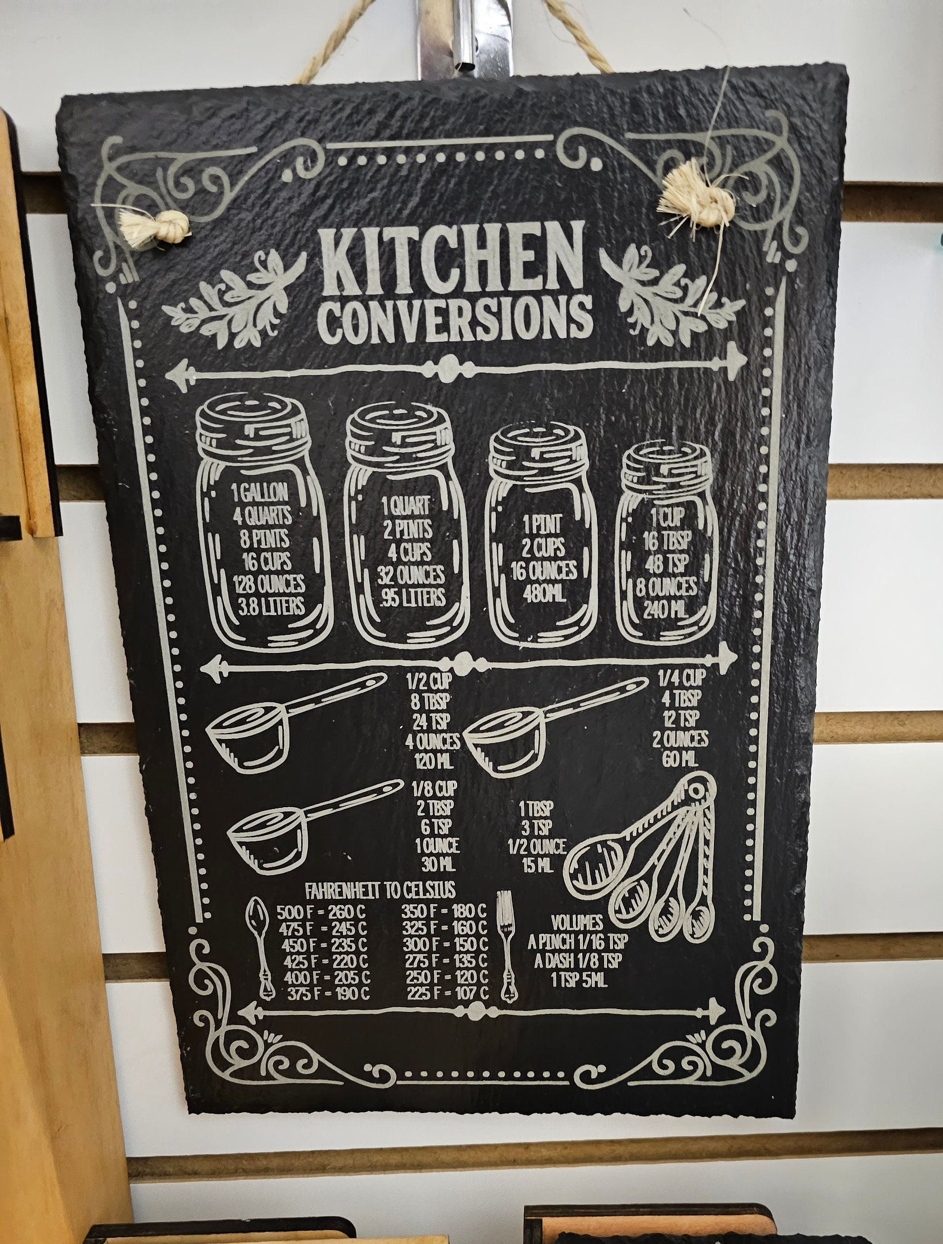 Kitchen Measurements Conversions Chart Slate Sign, Recipe Conversions ...