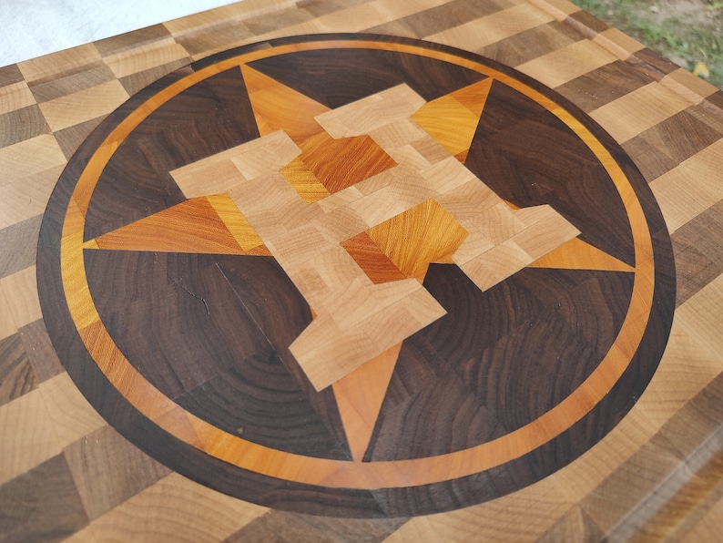 Astros Maple End Grain Inlayed Cutting Board - Etsy