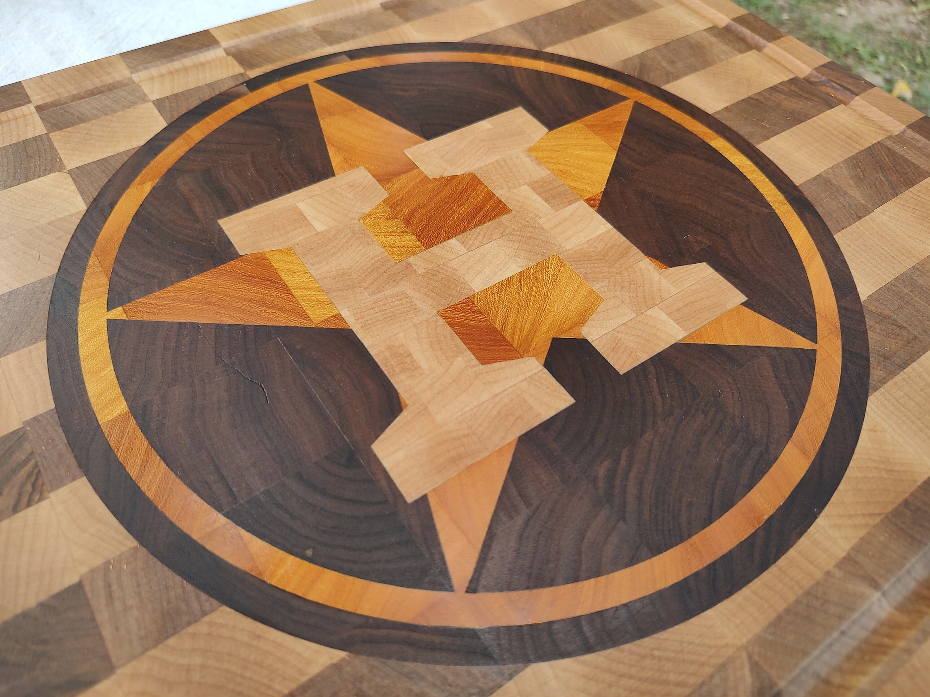 Astros Maple End Grain Inlayed Cutting Board - Etsy