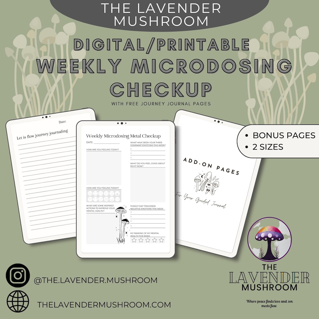 Microdosing Journal ADD ON PAGES Weekly Checkin and Journey Journaling Digital Download for iPad ...