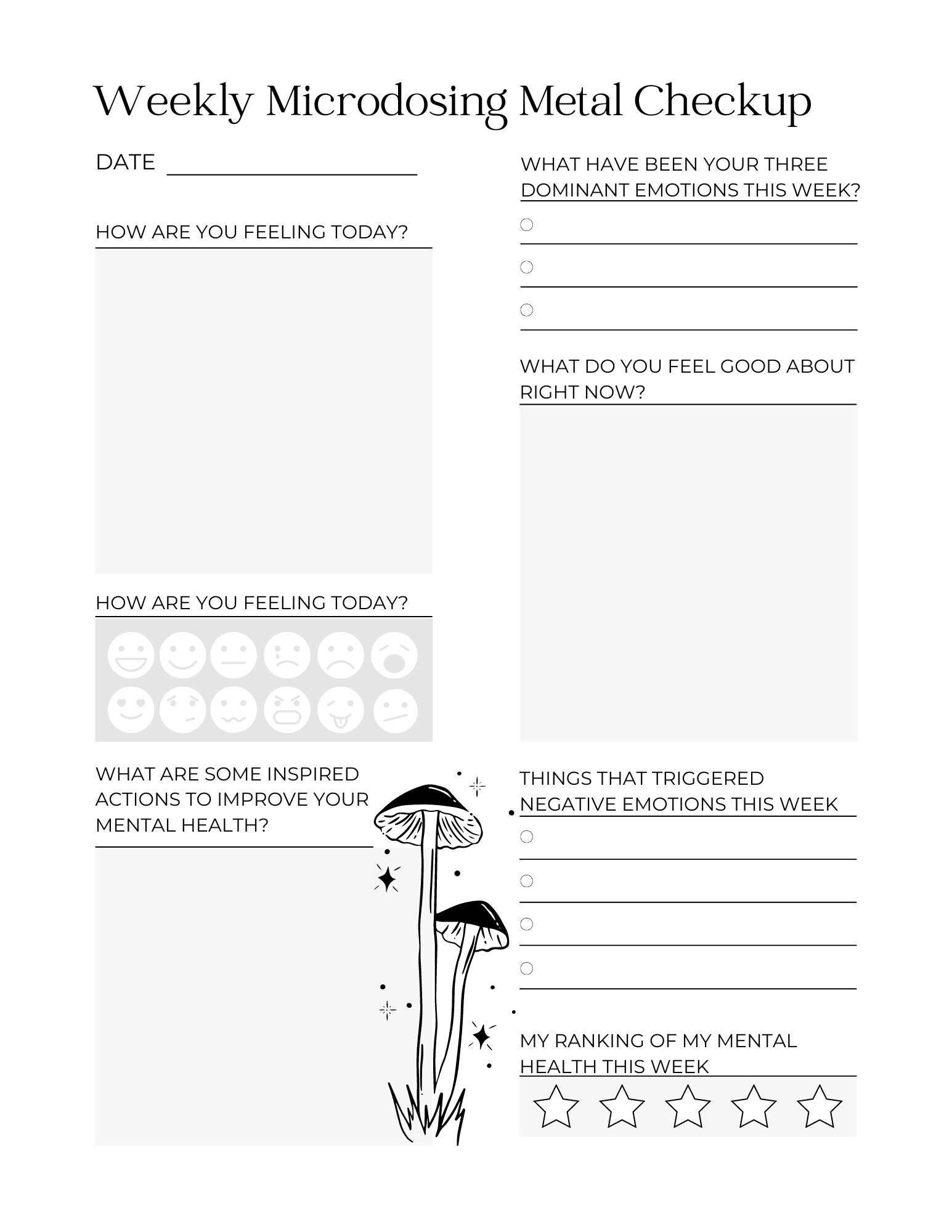 Microdosing Journal ADD ON PAGES Weekly Checkin and Journey Journaling ...