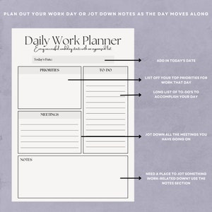 Work Planner, Daily Work Planner, Work Planner Printable, Planner PDF ...