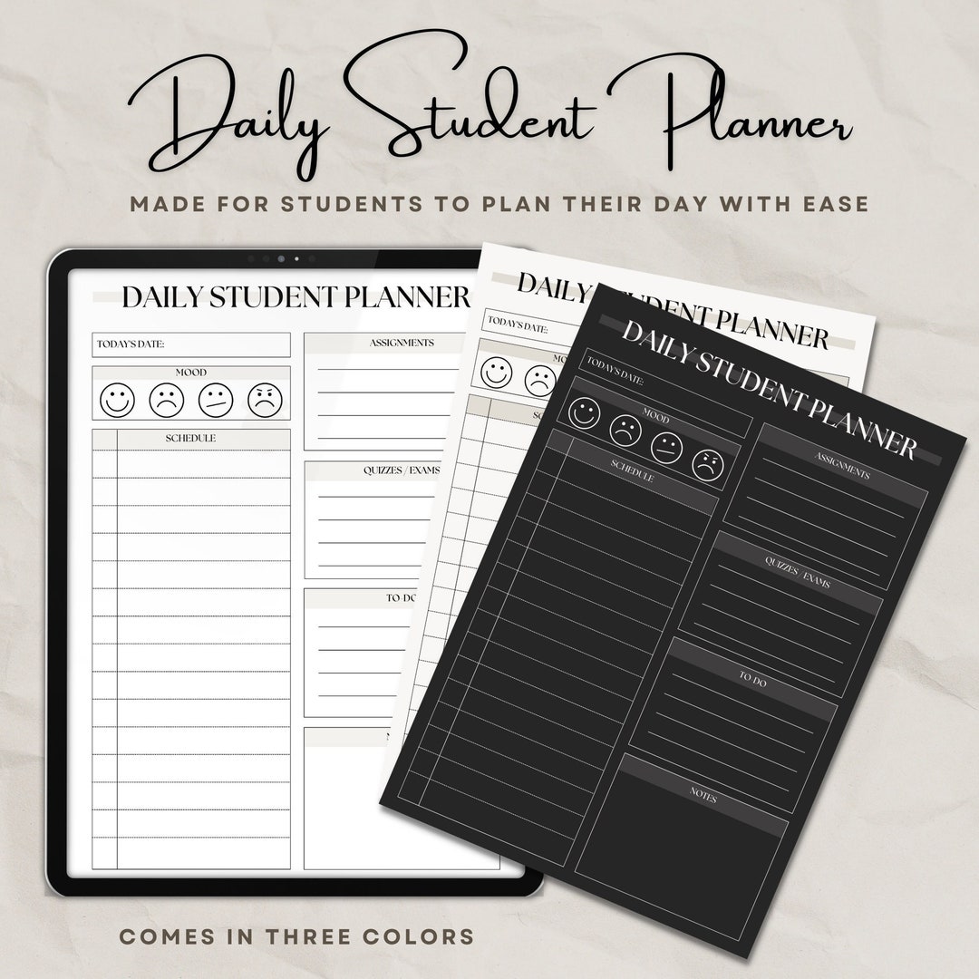 Daily Student Planner, Academic Digital Planner, Student Digital ...