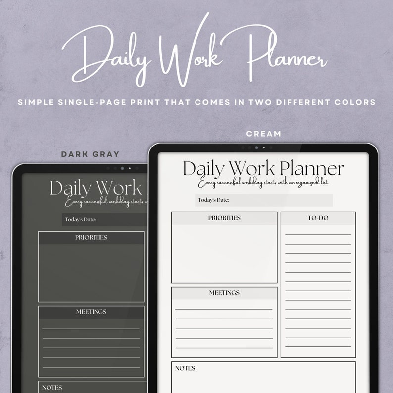 Work Planner, Daily Work Planner, Work Planner Printable, Planner PDF ...