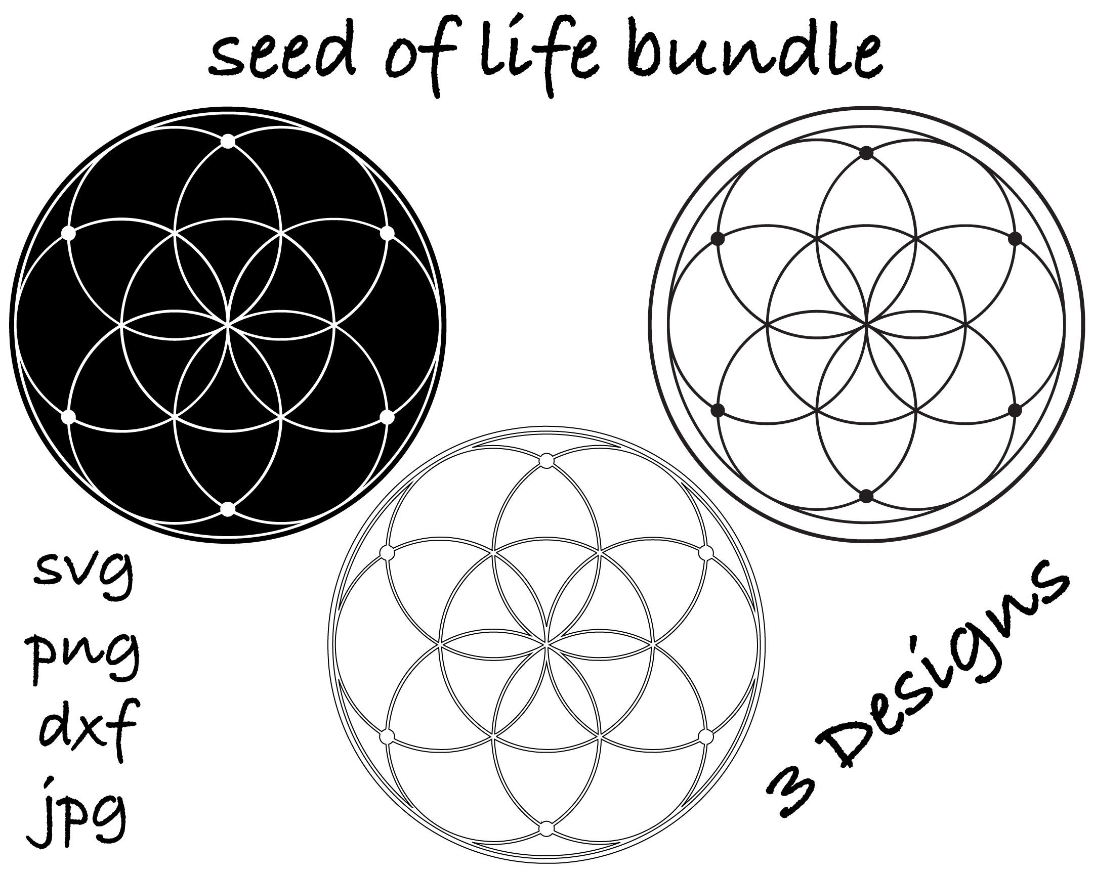 Seed of Life Metaphysical SVG, Crystal Grid Laser Cut Template DXF File ...