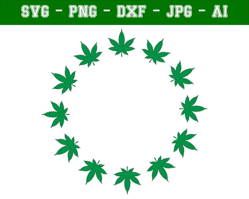 Weed Leaf Circle Frame - Marijuana Border Outline - Cannabis Circular ...