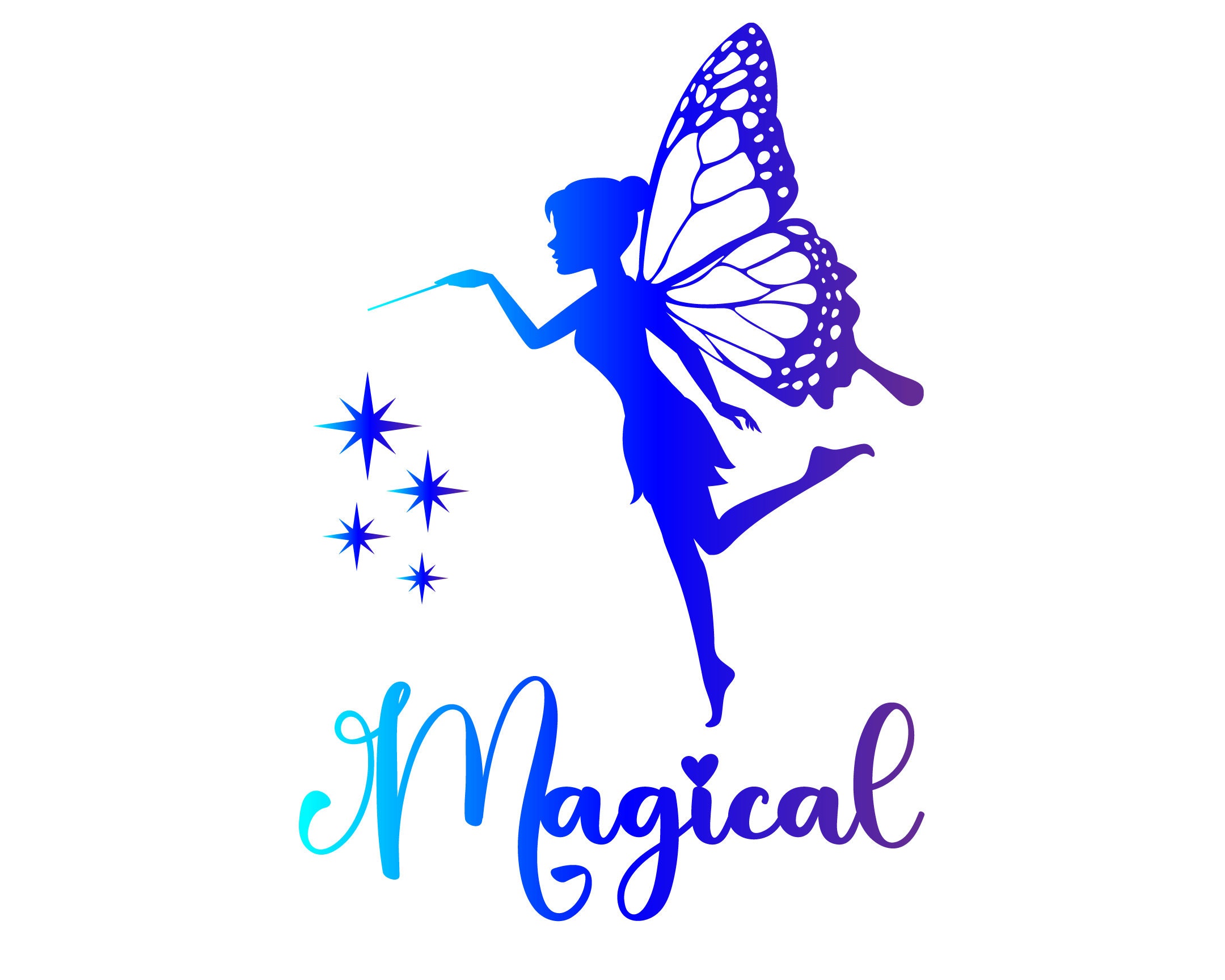 Magical Fairy Wall Art SVG Tshirt Design, Mystical Fairy With Butterfly ...