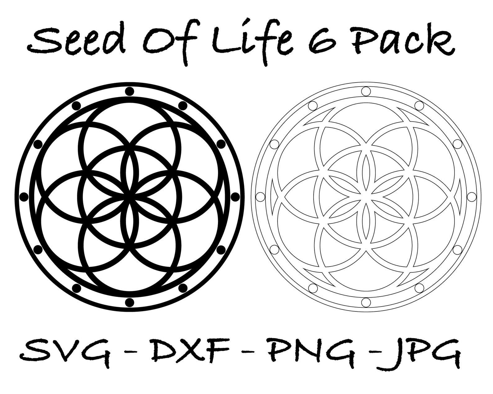 Seed of Life Metaphysical SVG, Crystal Grid Laser Cut Template DXF File ...