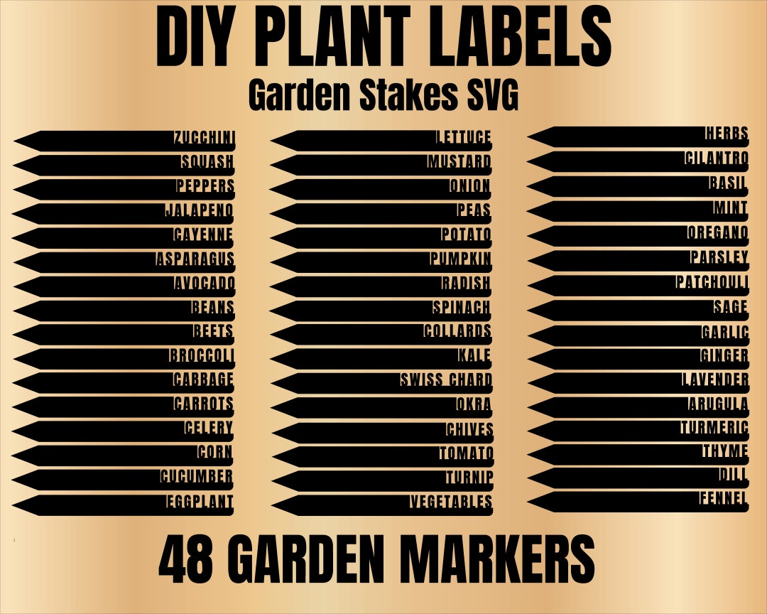 Garden Stakes Laser Engrave File: Plant Labels SVG, DXF, AI (digital ...