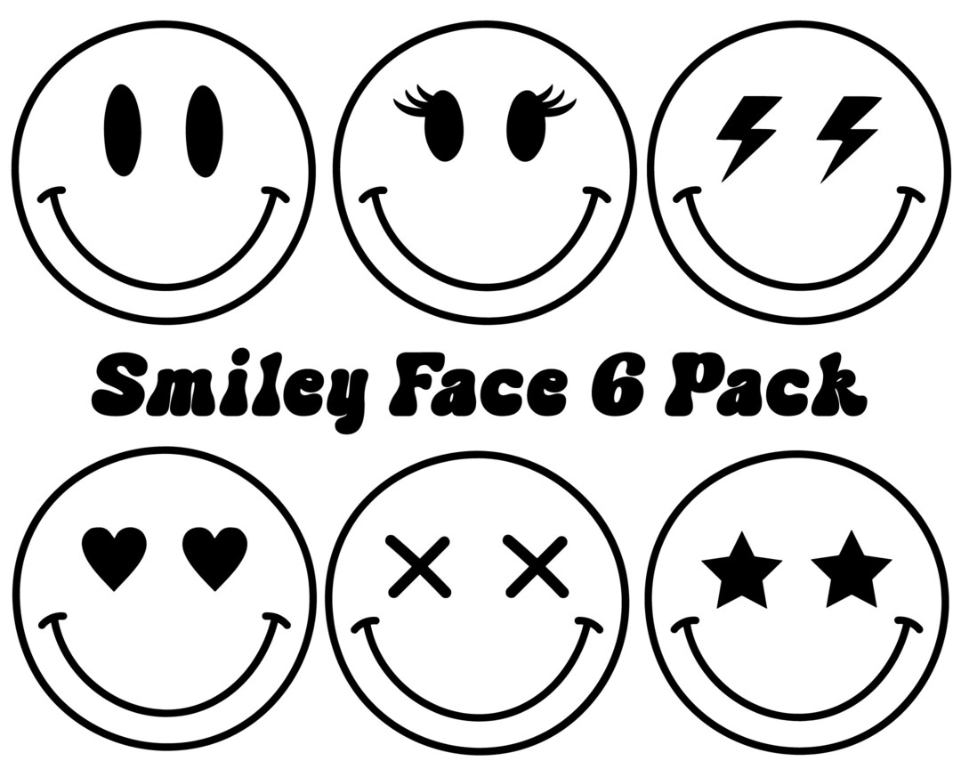 Smiley Faces SVG Bundle Happy Face Designs With Hearts Lashes - Etsy ...