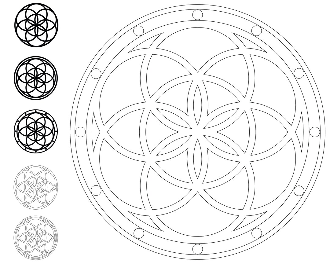 Seed of Life Metaphysical SVG, Crystal Grid Laser Cut Template DXF File ...