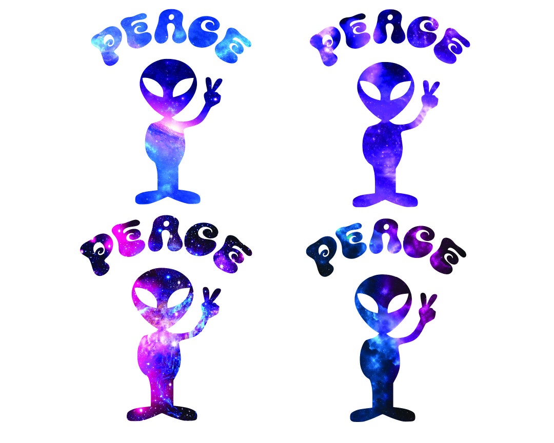 Peace Alien PNG: Sublimation Print, Cricut, Silhouette (digital File ...
