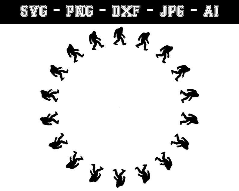 Sasquatch Circle Frame - Bigfoot Border Outline Circular Design - Etsy