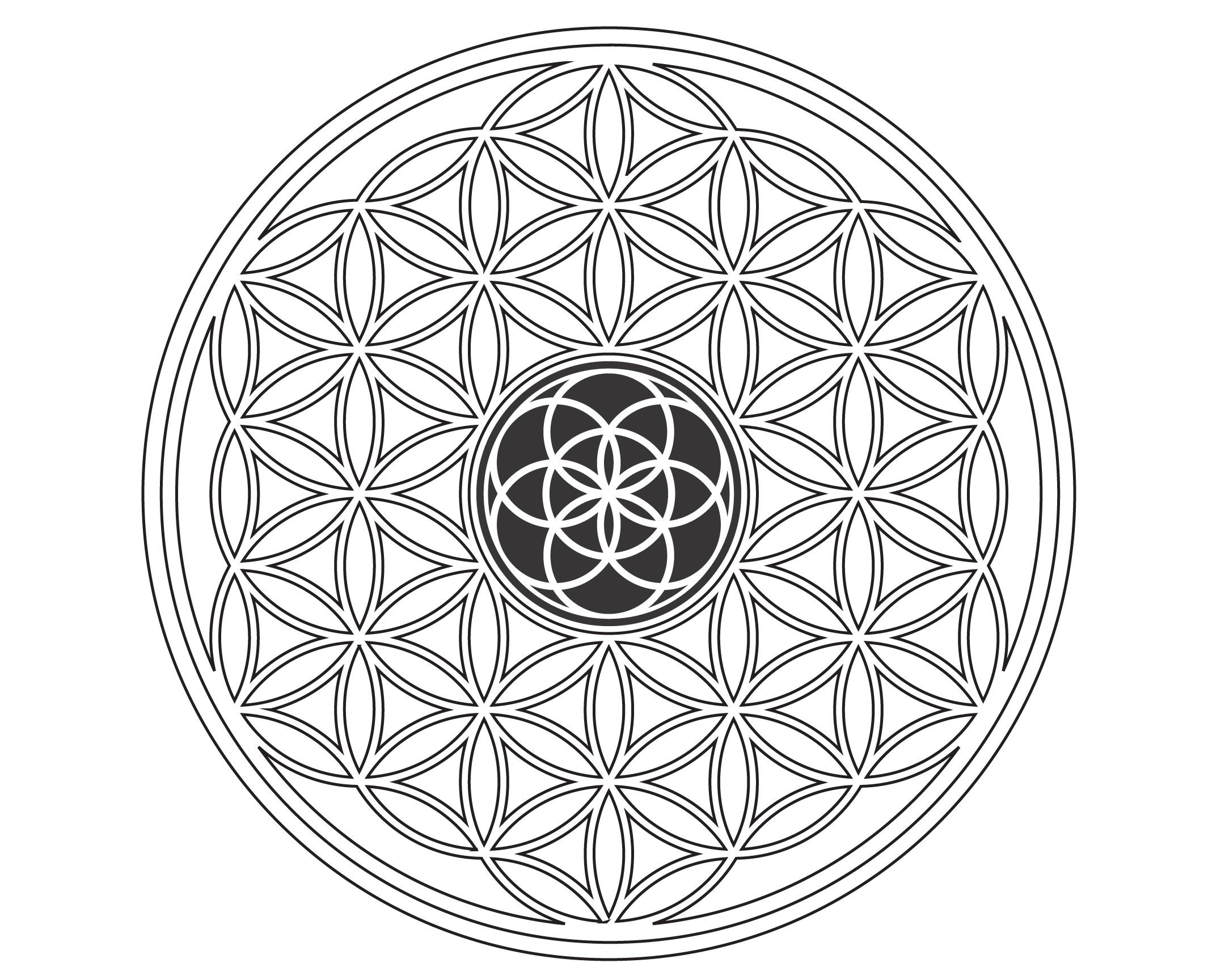 Crystal Grid Template - Flower of Life With Seed of Life SVG | Sacred ...