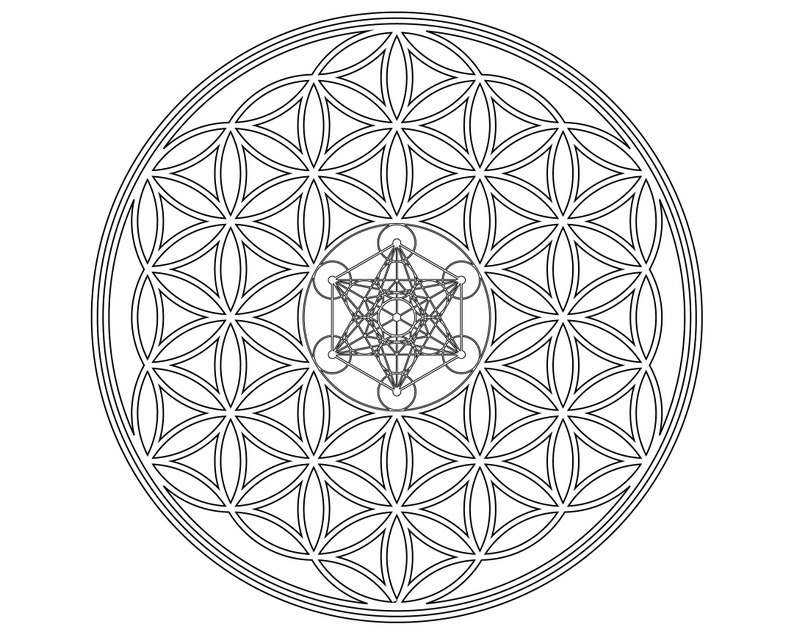 Flower of Life With Metatrons Cube, Sacred Geometry SVG, Flower of Life ...
