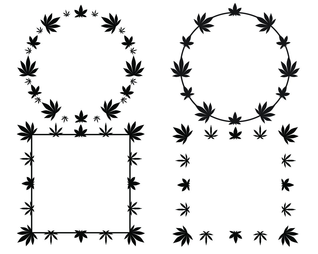 Marijuana Leaf SVG for Stoners, Weed Border Circle and Square Designs ...