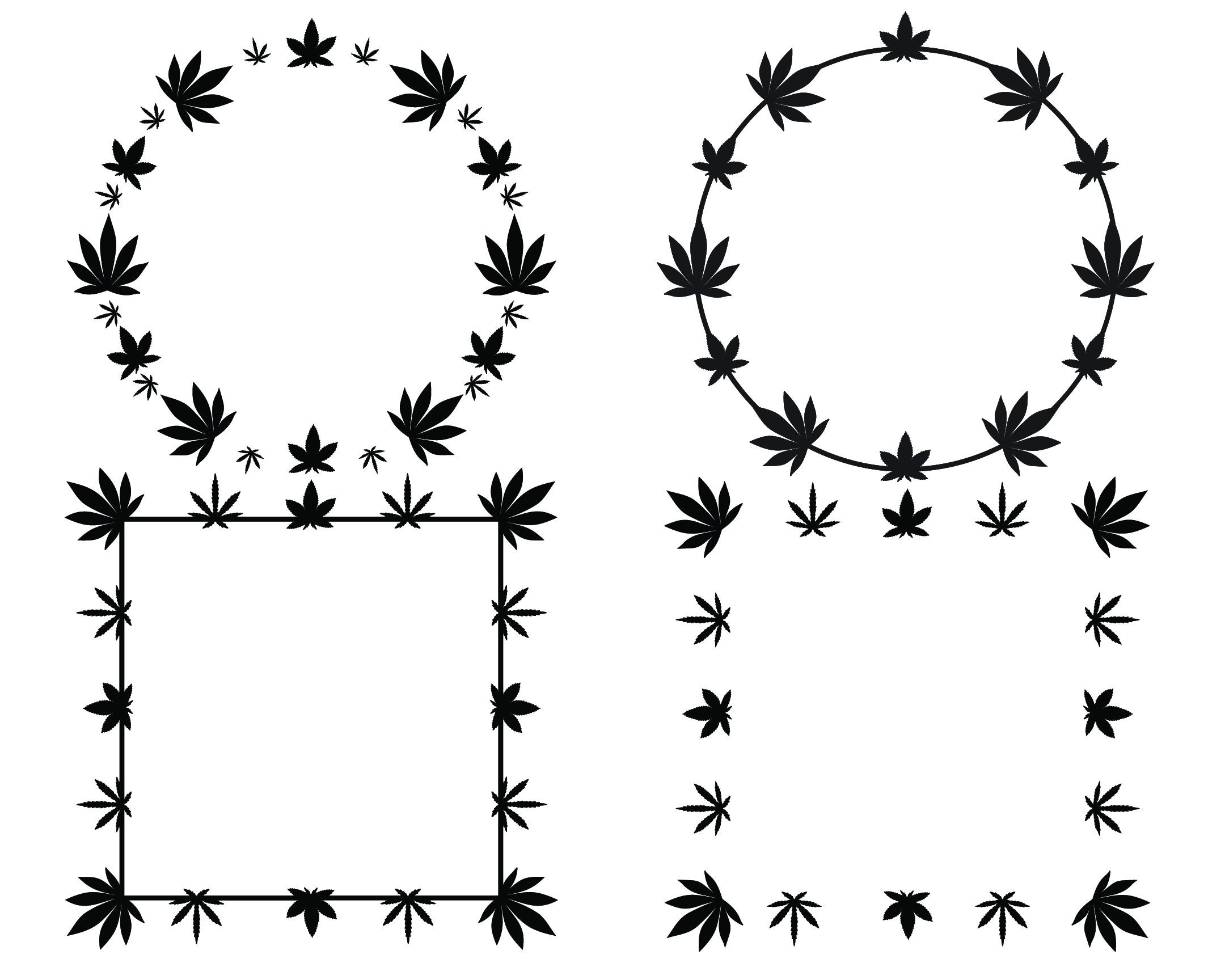 Marijuana Leaf SVG for Stoners, Weed Border Circle and Square Designs ...