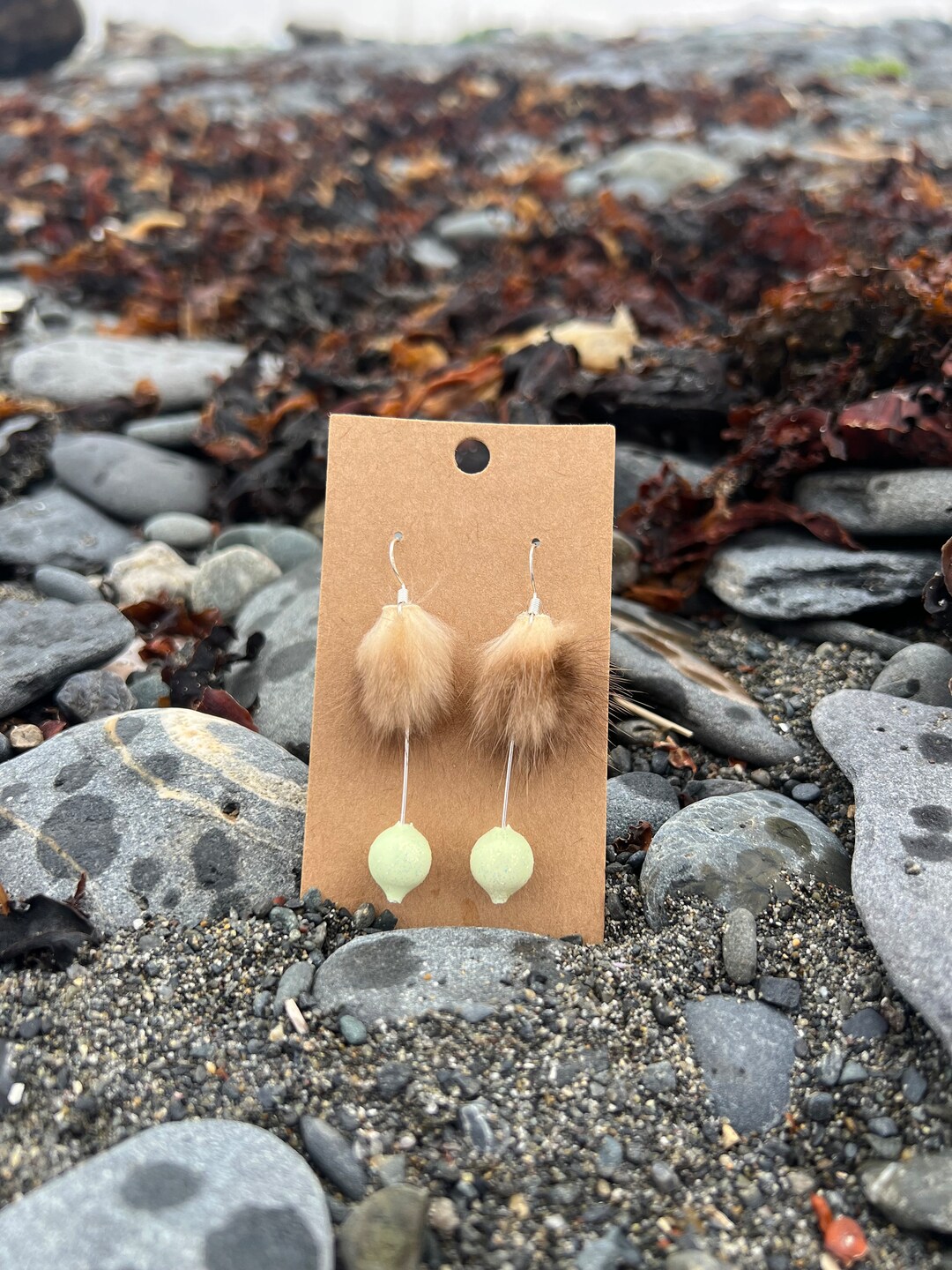 Otter Fur and Glow-in-the-dark Float Bead Earrings - Etsy