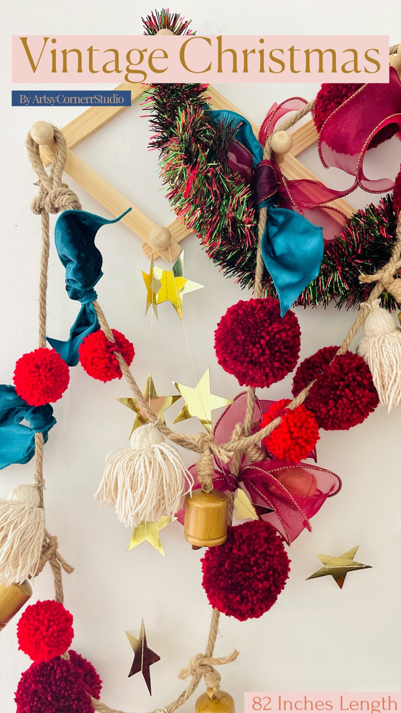 Garland, Vintage Garland, Vintage Christmas Garland, Christmas ...