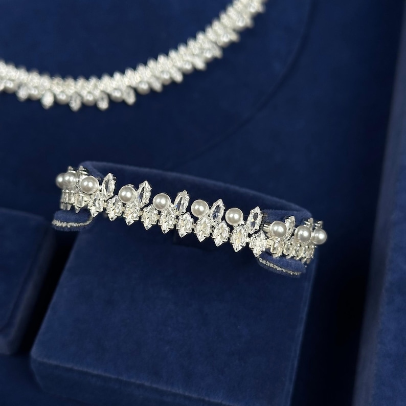 Luxury Wedding Jewelry Set | Swarovski Zirconia & Pearls Jewelry Set ...