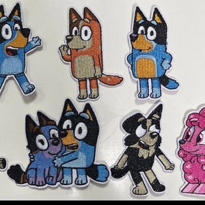 Bluey Bingo Bandit Chilli Heeler Family Dog Cartoon Characters Iron on ...