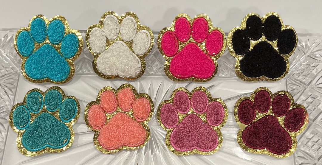 Paw Print Chenille Patch, Dog Paw Patch, Self Adhesive Iron on Patch, Chenille Patches DIY - Etsy