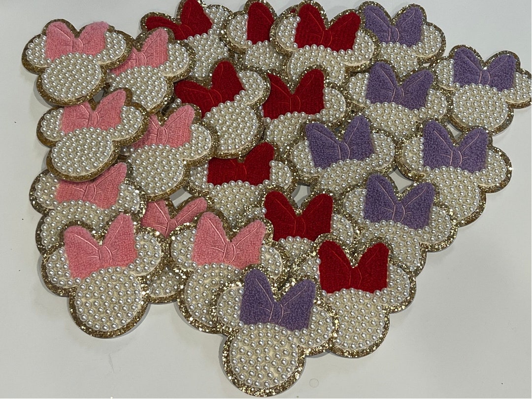 Large 3.75” Pearl Minnie Mouse Patch, Self Adhesive Pearl Minnie Patch ...