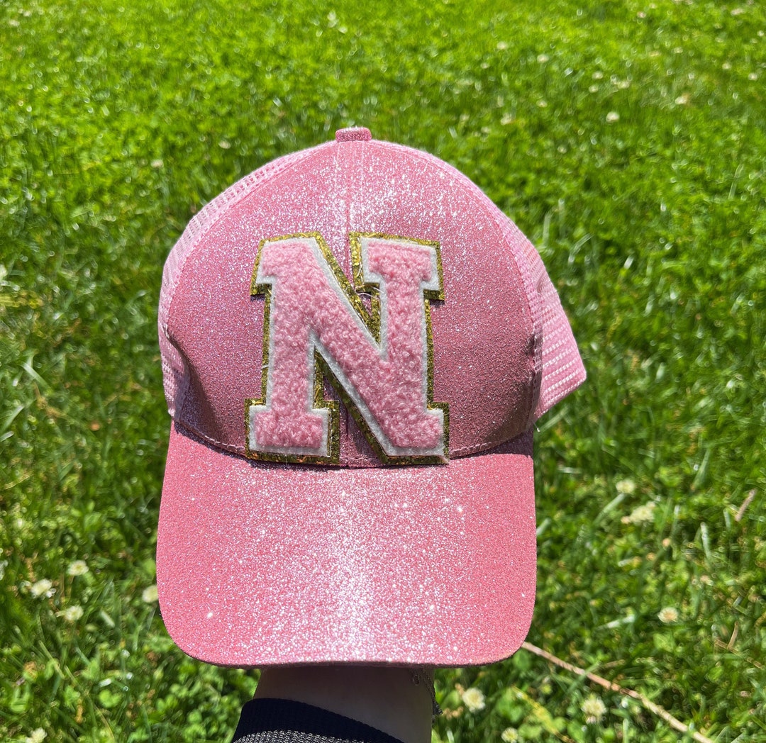 Patch SEWN on Girls Glitter Baseball Hat, Toddler Letter Patch Hat,kids ...