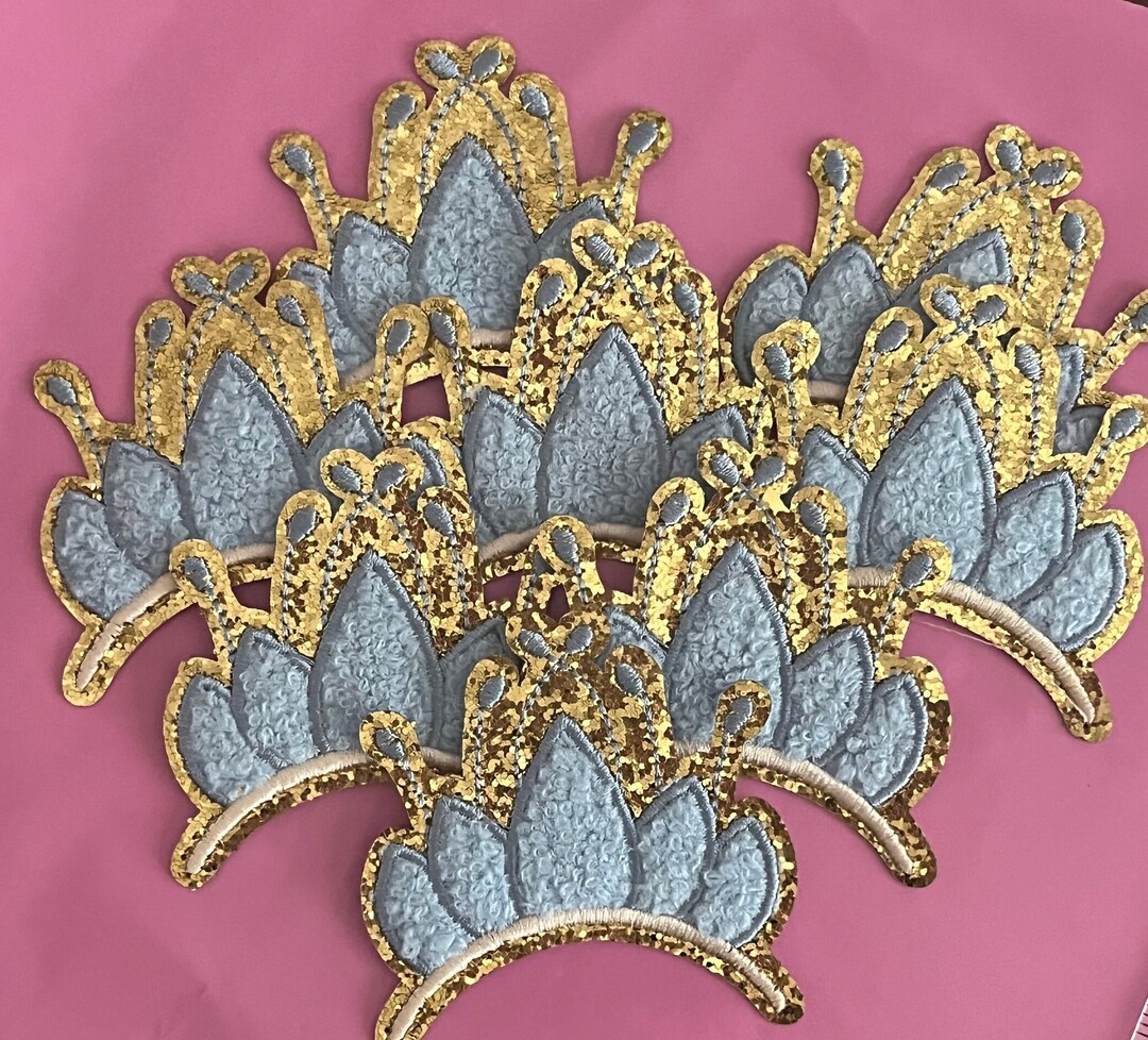 Princess Chenille Patch Crown, 3” Iron on Chenille Patch Crown, Disney ...