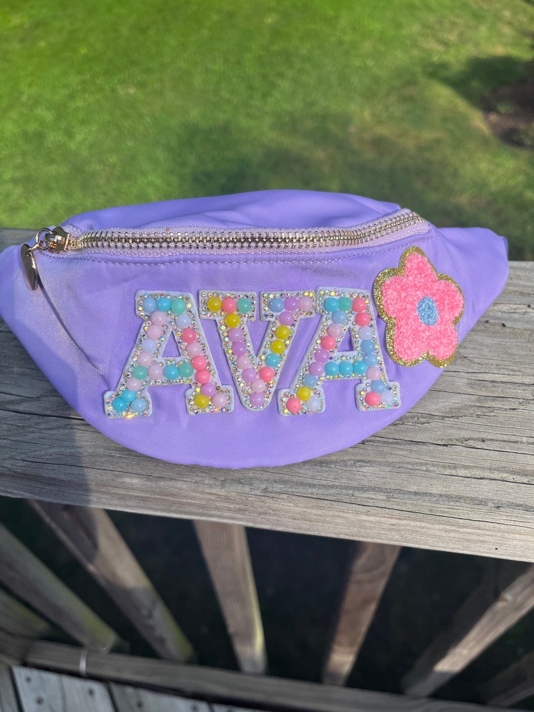 Patches SEWN ON Personalized Chenille Patch Fanny Pack for Kids, Custom Nylon Fanny Pack With ...