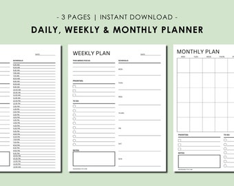 Ultimate Daily, Weekly & Monthly Planner Sheets | Printable | US Letter ...