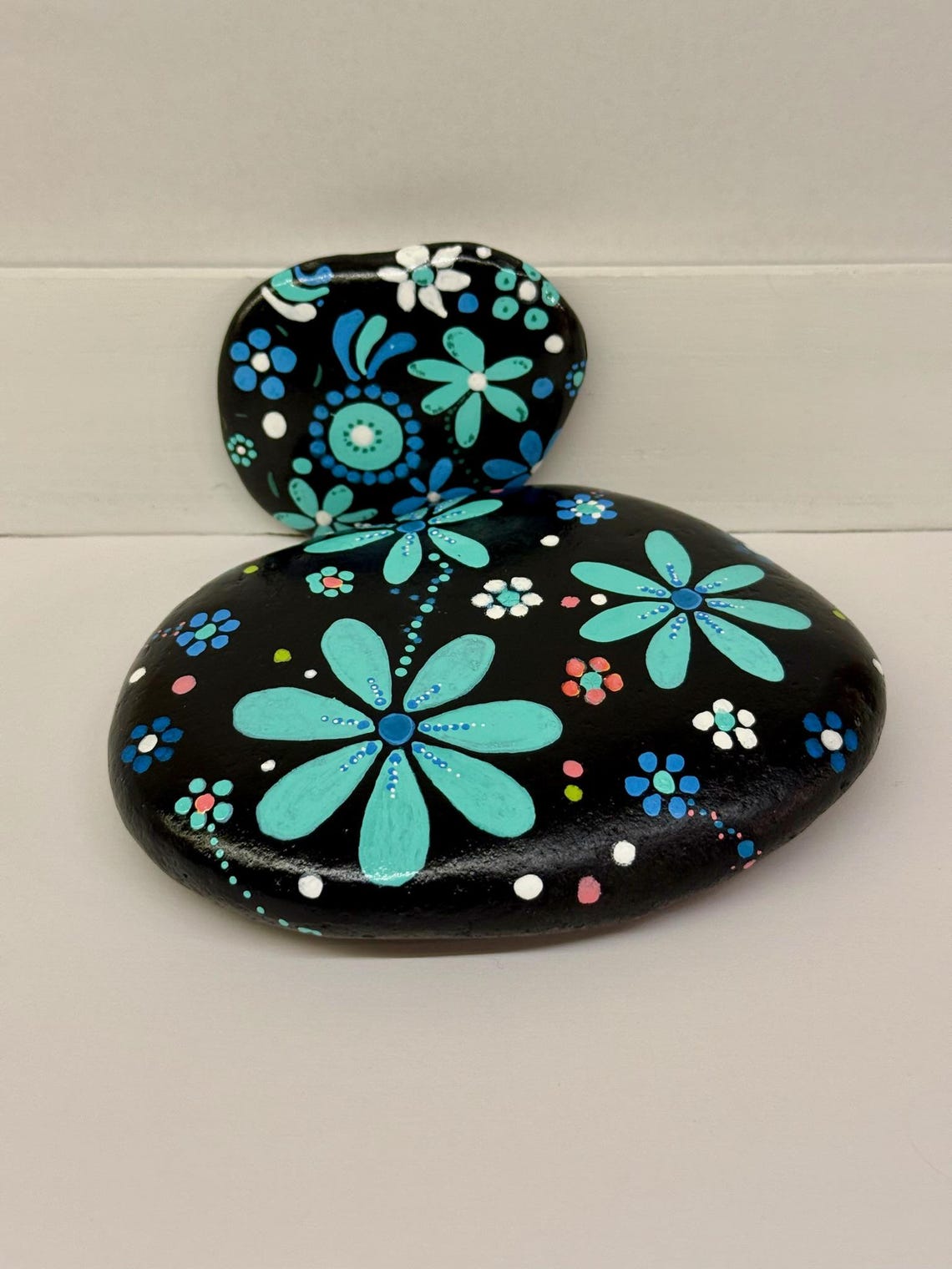 Set of Two Hand Painted Flower Rocks - Etsy
