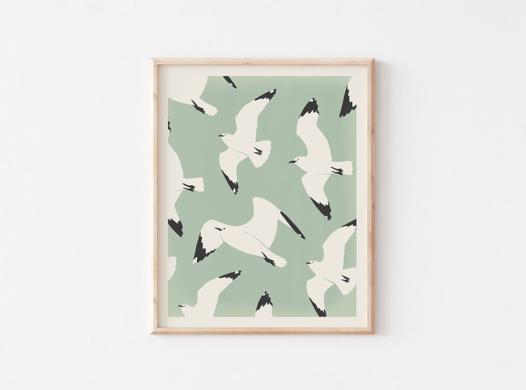 Seagull Print, Coastal Wall Art, Vertical Bird Print, Seagull Art Print ...