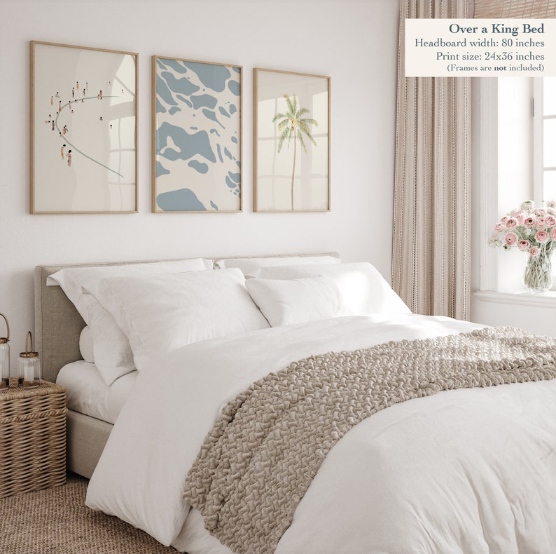 Coastal Triptych Art Print Set: Beach Palm, Ocean Waves - Etsy