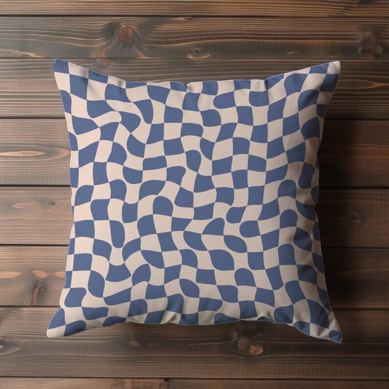 Indigo Blue and Beige Patterned Throw Pillow Covers 18x18 In- Stripes ...