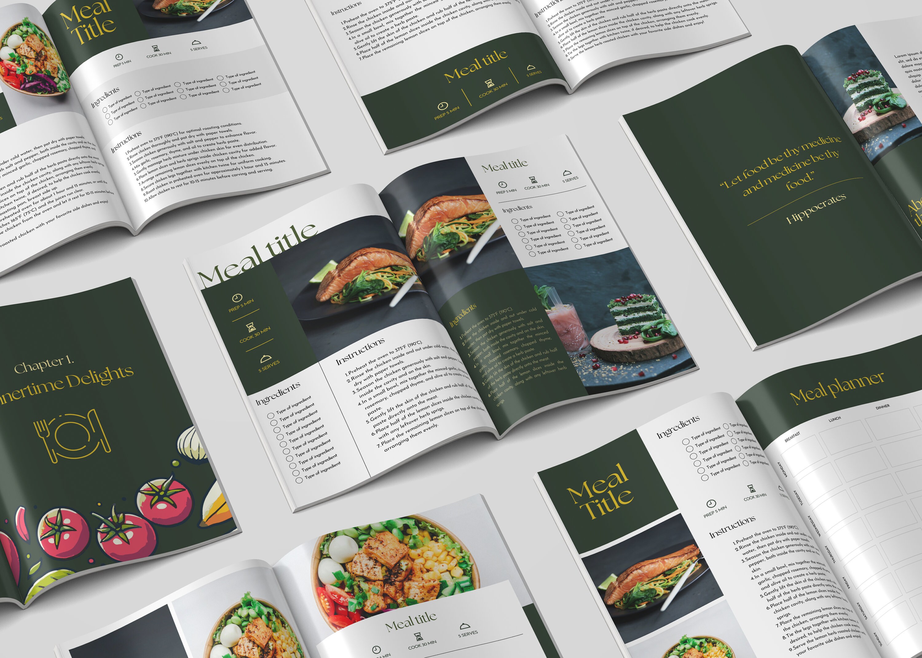 Editable Cookbook Template - Printable Custom Healthy Recipe Planner ...