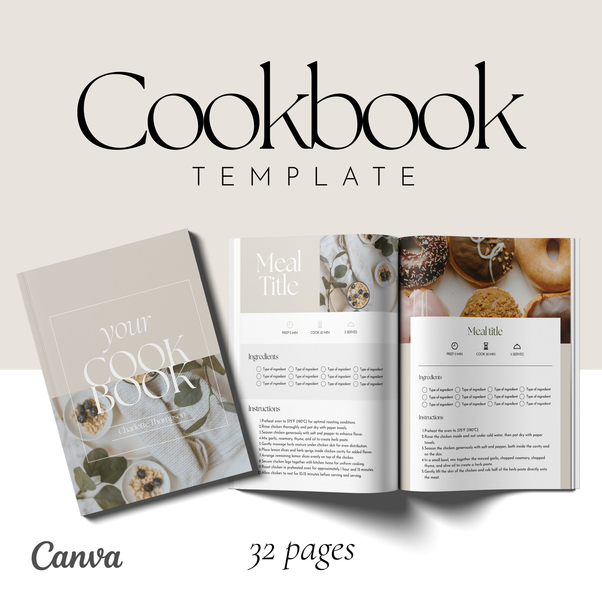 Editable Cookbook Template - Printable Recipe Book Template - DIY ...
